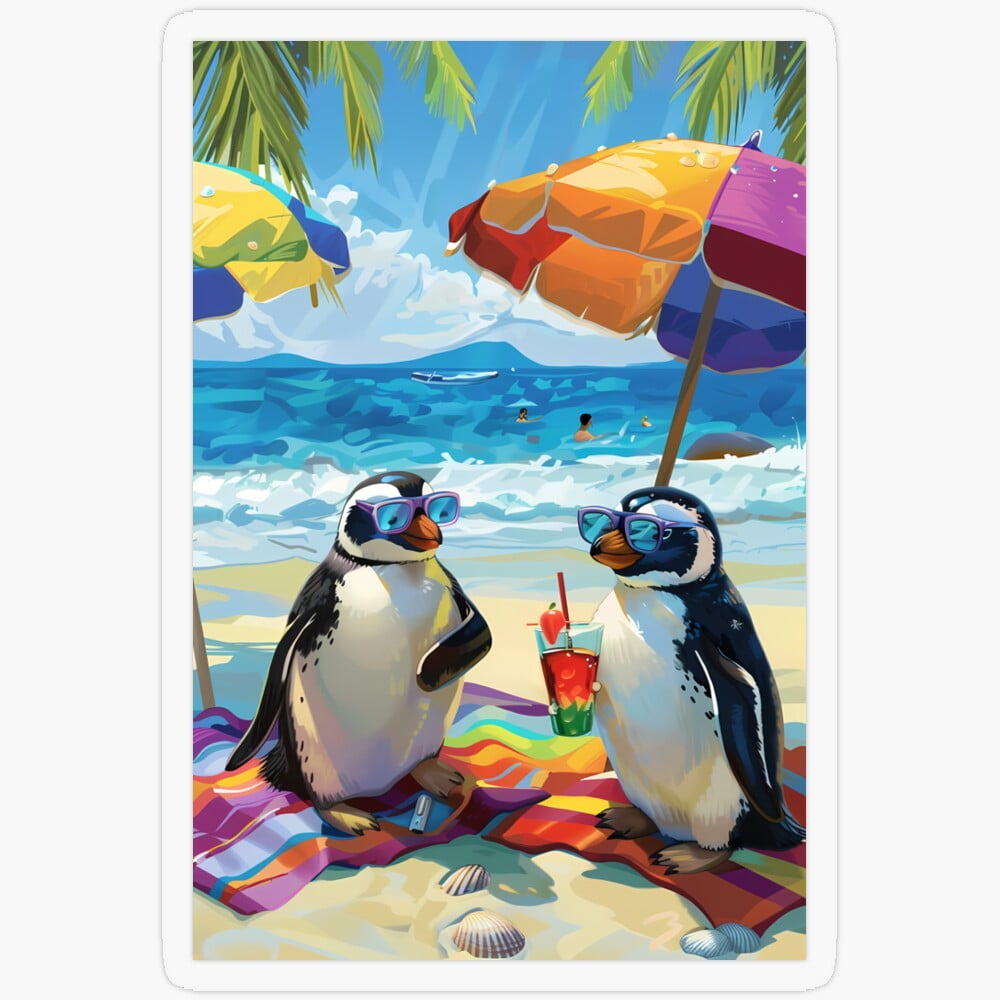 Adorable Penguins At The Beach Sticker Kir-5818 - Walmart.com
