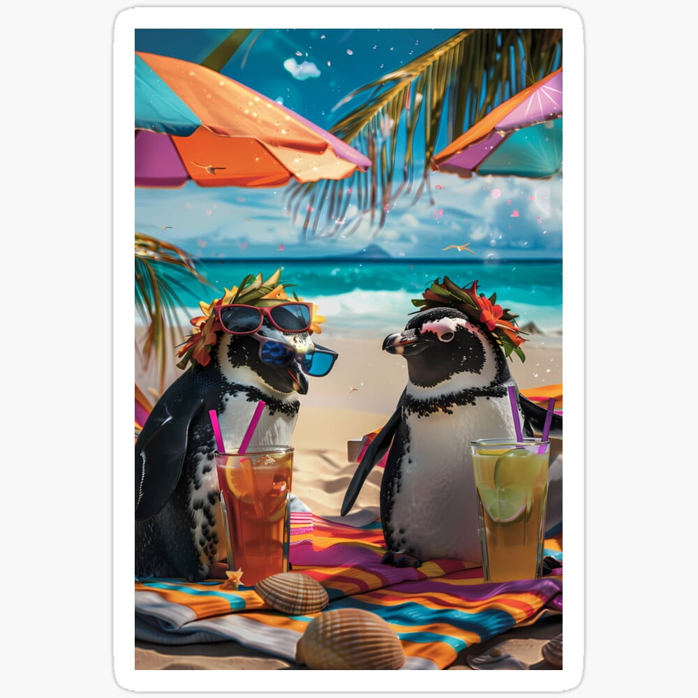 Adorable Penguins At The Beach Sticker Kir-5819 - Walmart.com