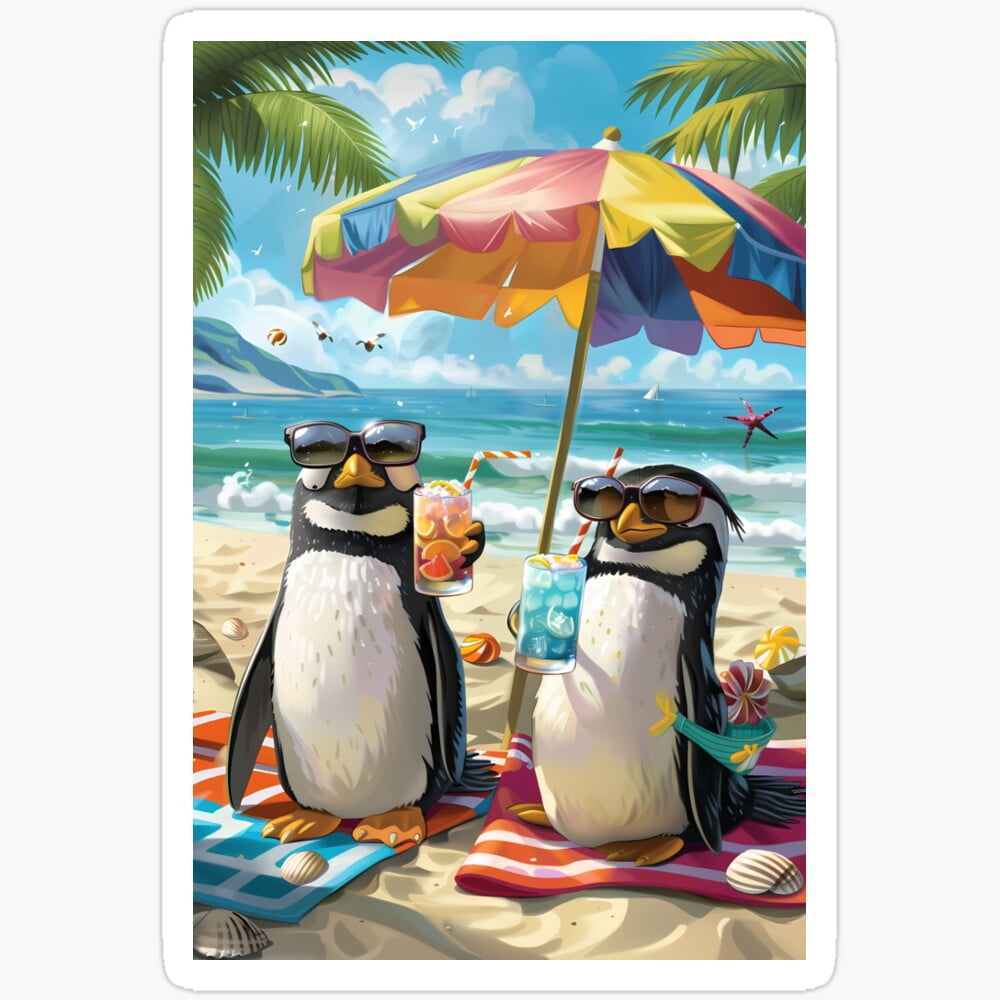 Adorable Penguins At The Beach Sticker Kir-5823 - Walmart.com