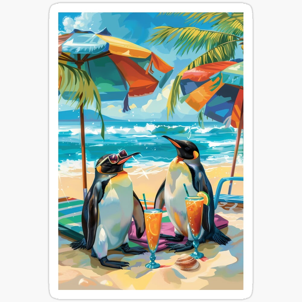 Adorable Penguins At The Beach Sticker Kir-6395 - Walmart.com