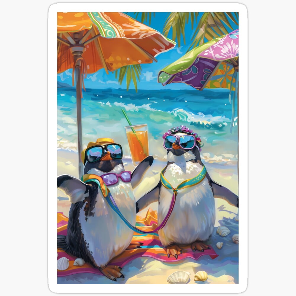 Adorable Penguins At The Beach Sticker Kir-6397 - Walmart.com