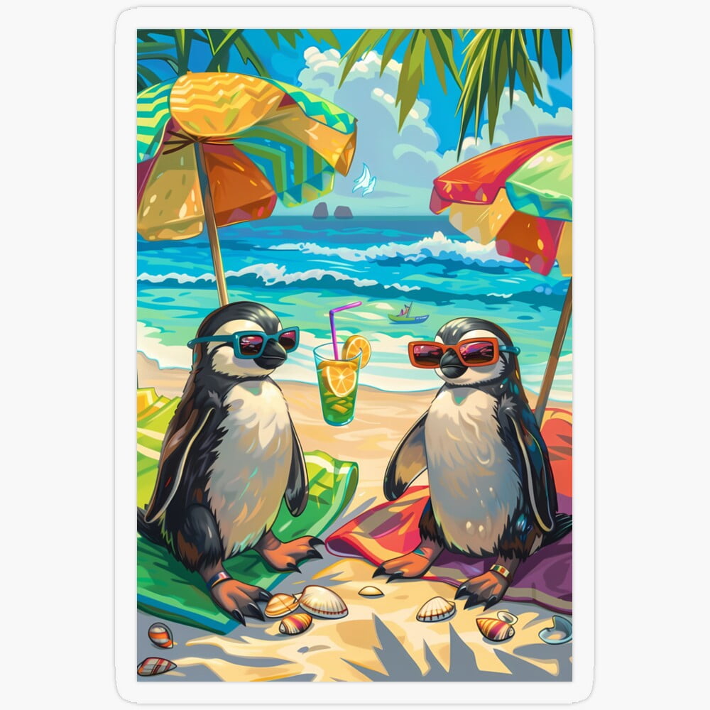 Adorable Penguins At The Beach Sticker Kir-6400 - Walmart.com