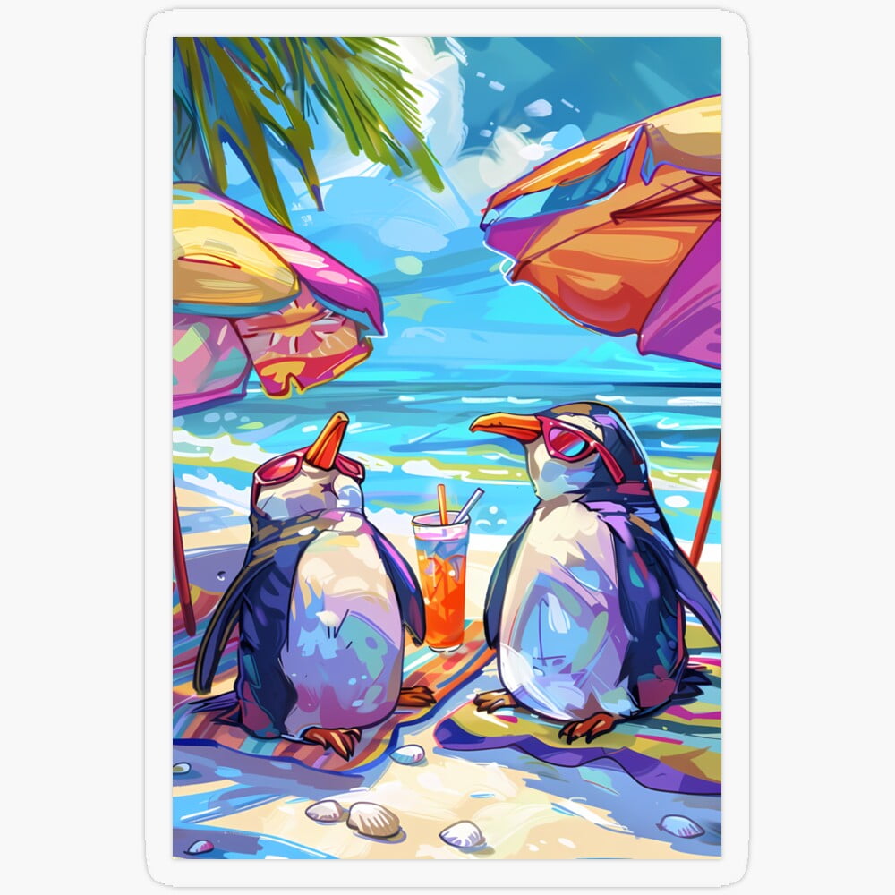 Adorable Penguins At The Beach Sticker Kir-6522 - Walmart.com