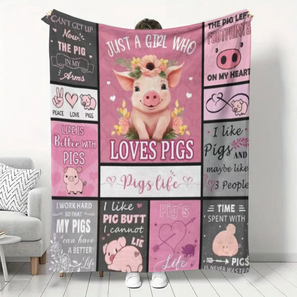 Adorable Pig Print Blanket - Soft All-Season Throw for Bed, Sofa ...