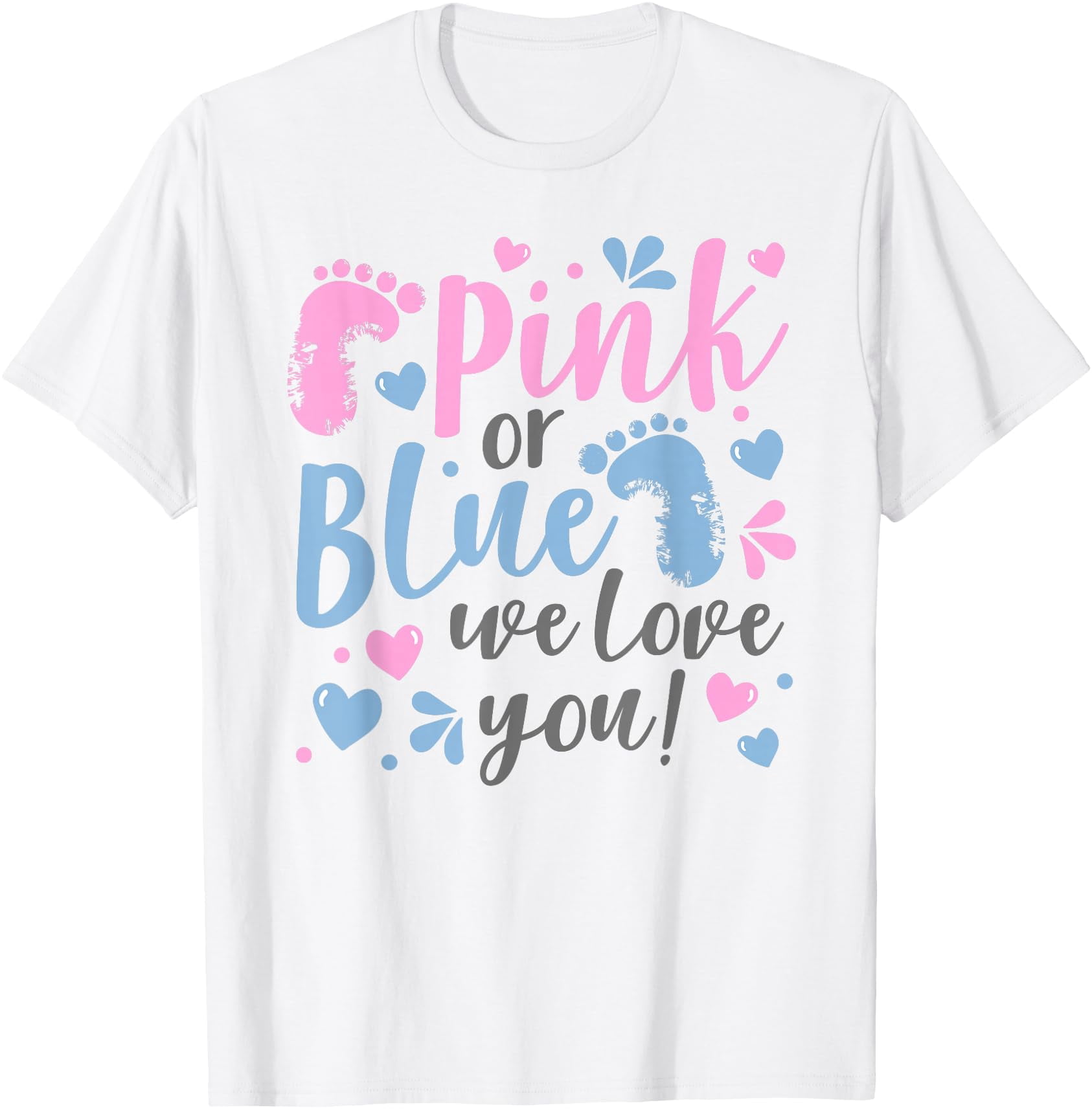 Adorable Pink Blue Footprint Heart Shower Design T-Shirt for Gender ...