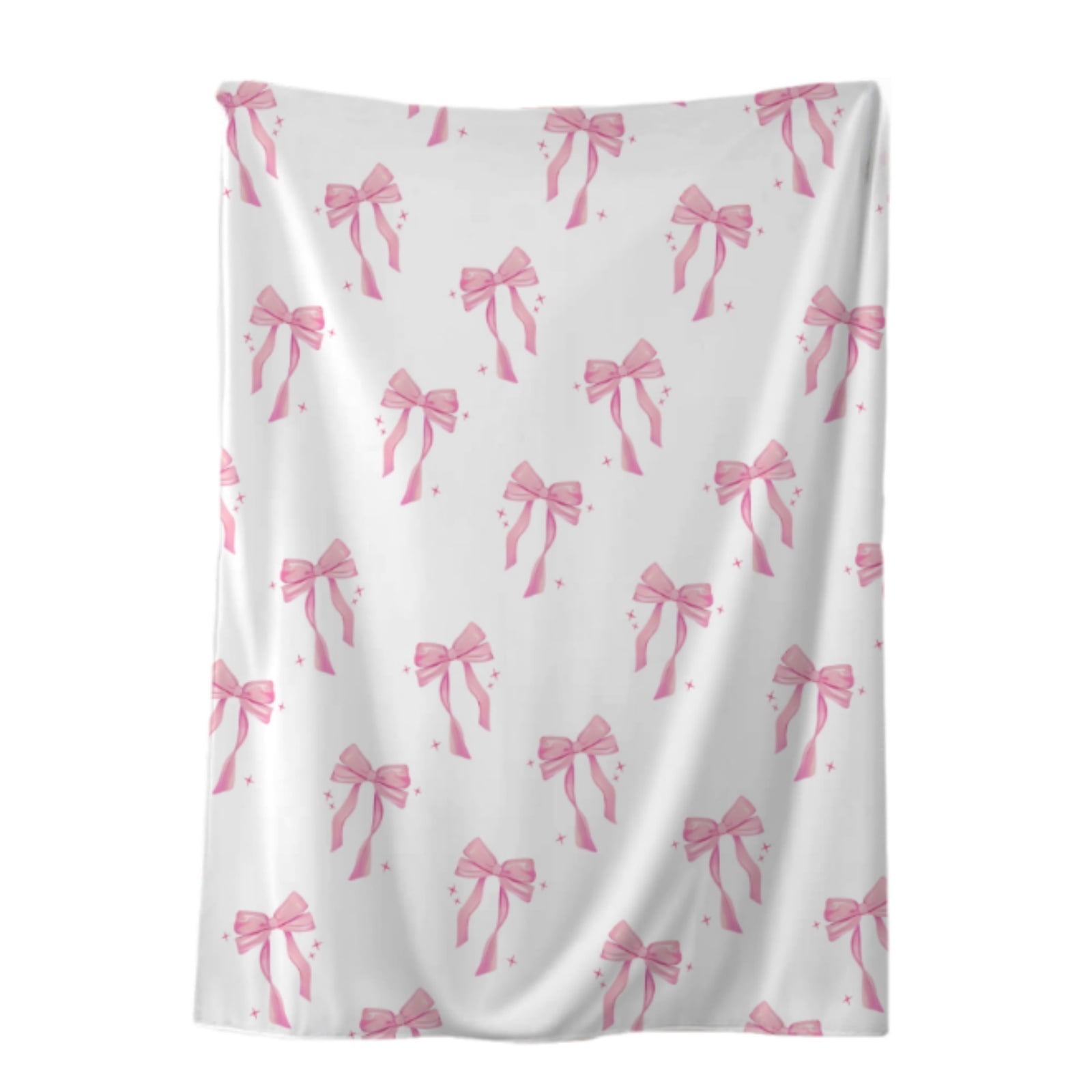 Adorable Pink Bow Flannel Blanket Soft Light Pink Throw Blanket for ...