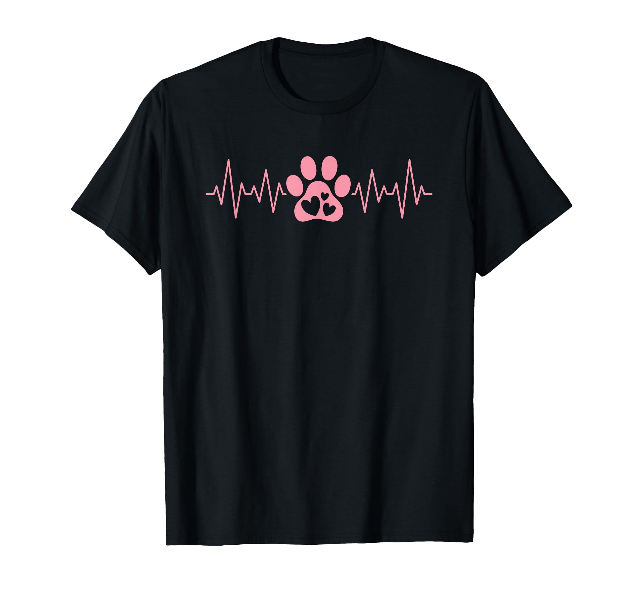 Adorable Pink Dog Paw Heartbeat Graphic T-Shirt For Animal Enthusiasts ...