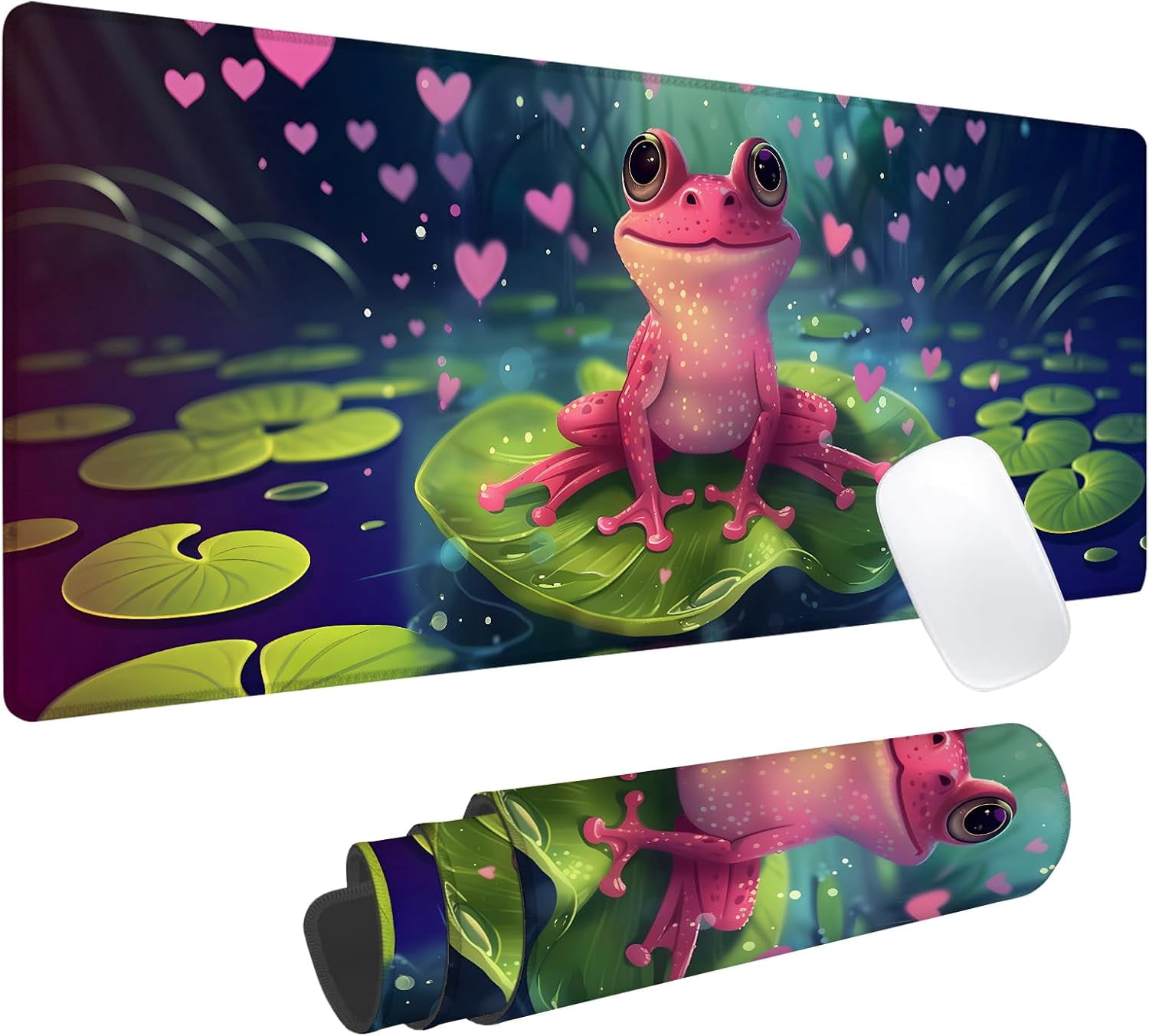 Adorable Pink Frog Gaming Mouse Pad, Office Desk Mat, Anti-Slip Rubber ...