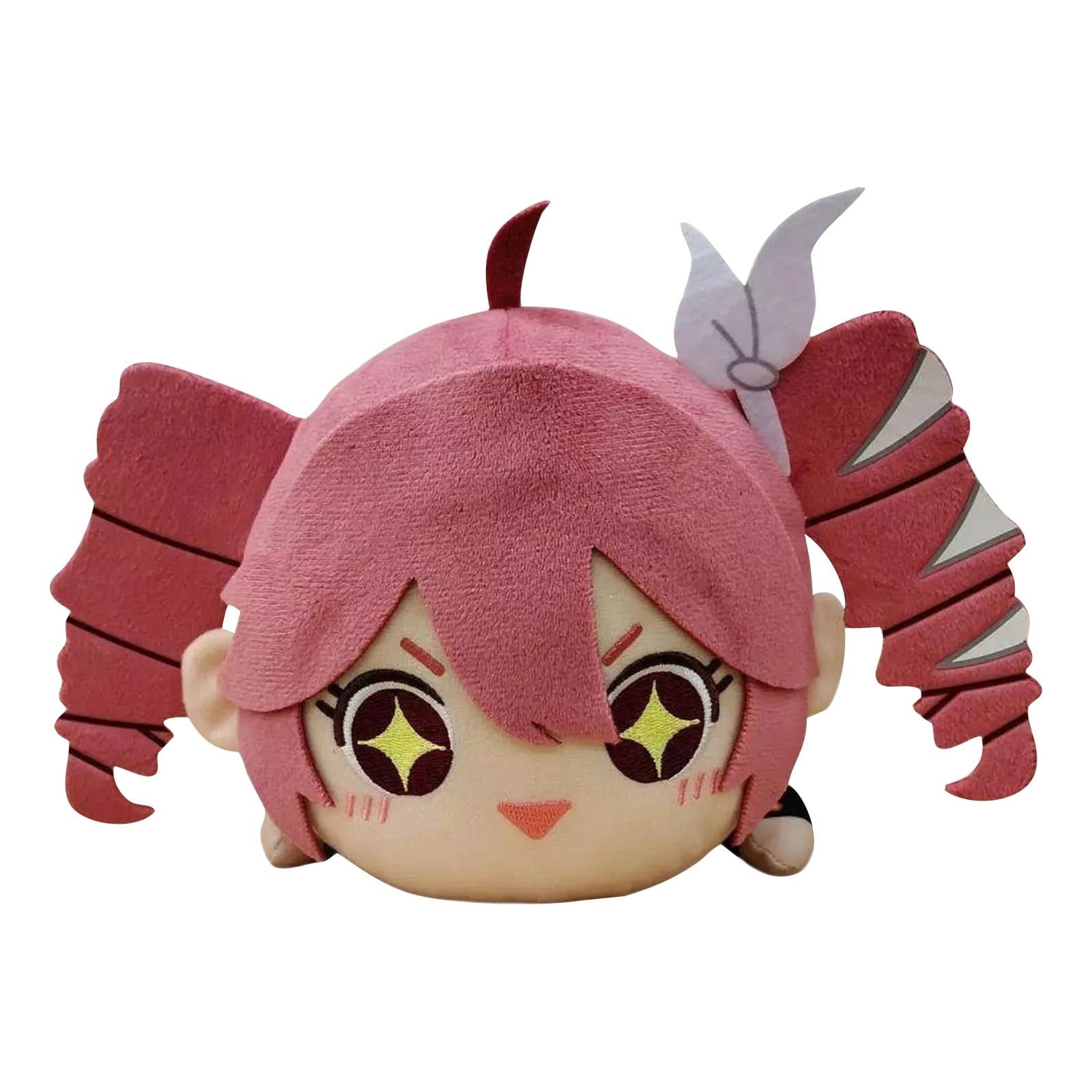 Adorable Pink Hair Girl Plush Toy with Unique Starry Eyes Soft Cuddly ...