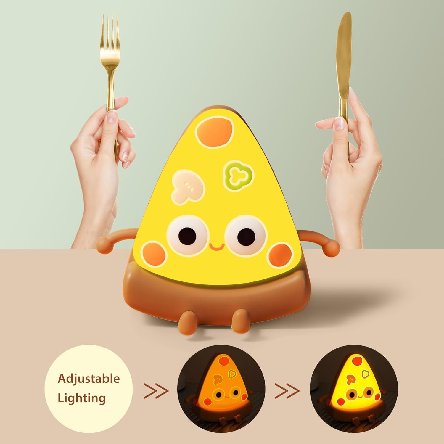 Adorable Pizza Silicone Night Light Pizza Nursery Lamp Rechargeable,3 ...