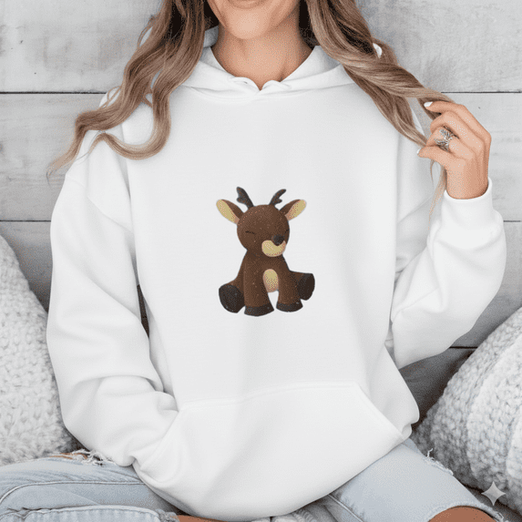 Adorable Playful Baby Reindeer Festive Winter Wildlife Art Hoodie Shirt ...