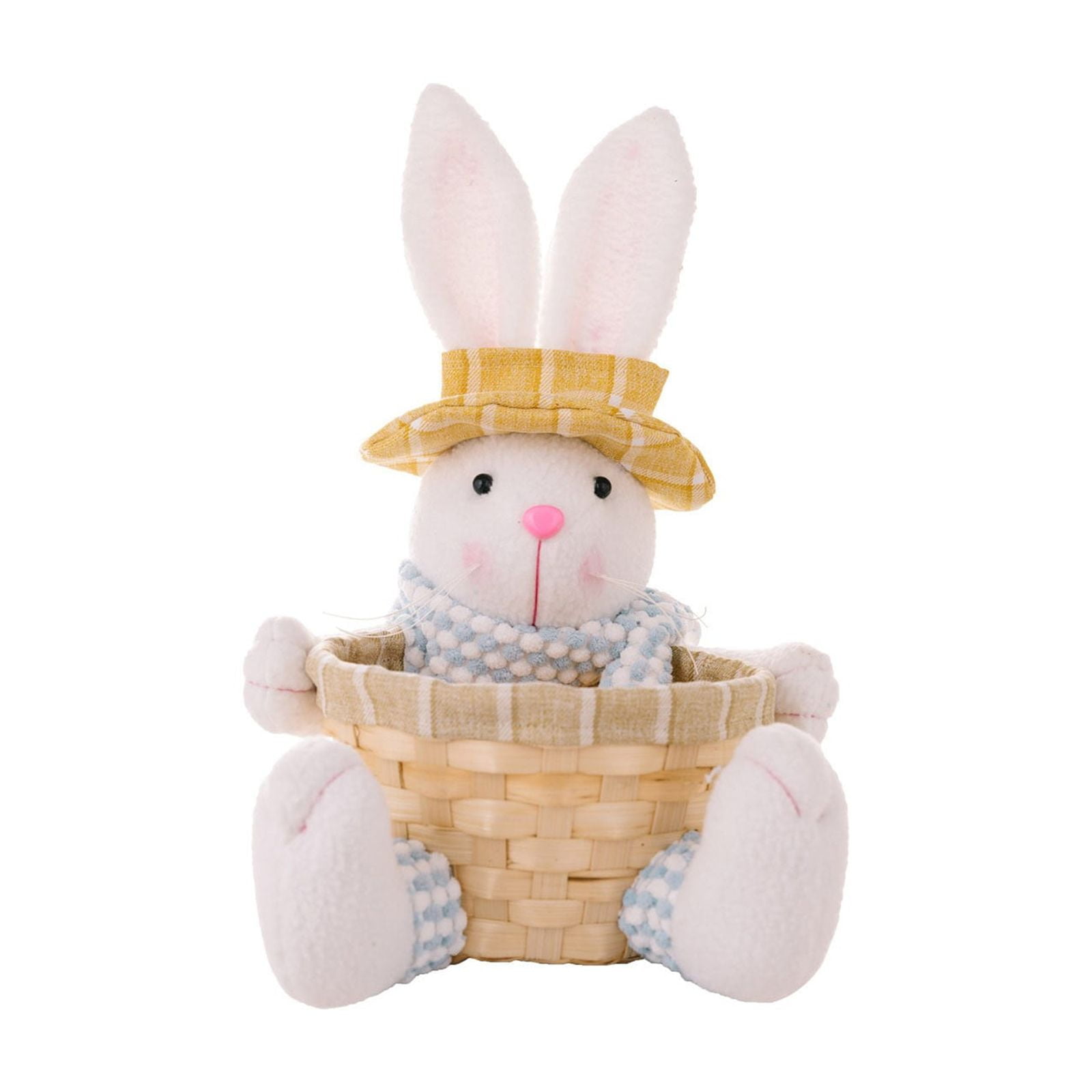 Adorable Plush Bunny Easter Basket with Soft Ears and Decorative Bow ...