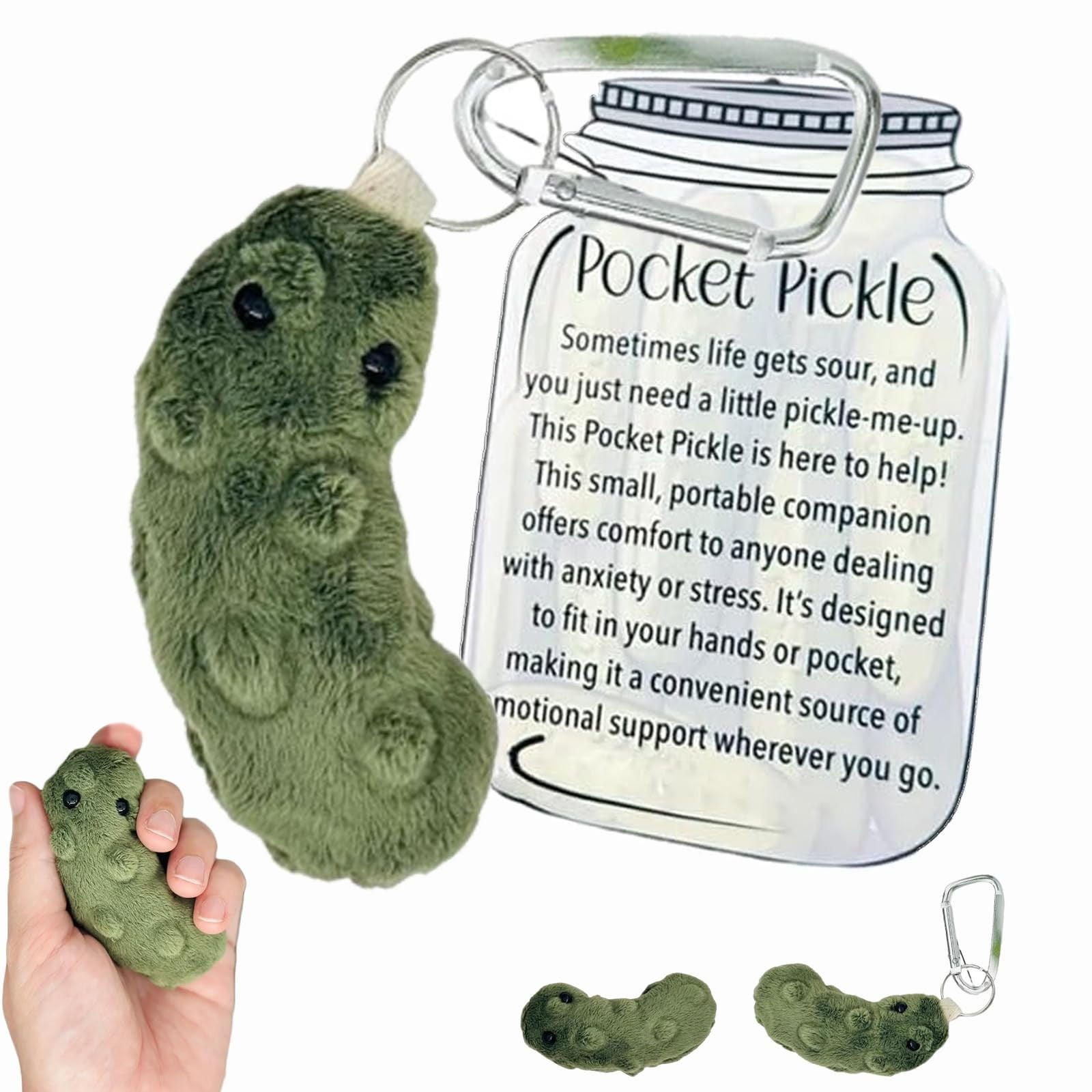 Adorable Plush Pickle Keychain with Carabiner Clip Soft, Fun, and ...