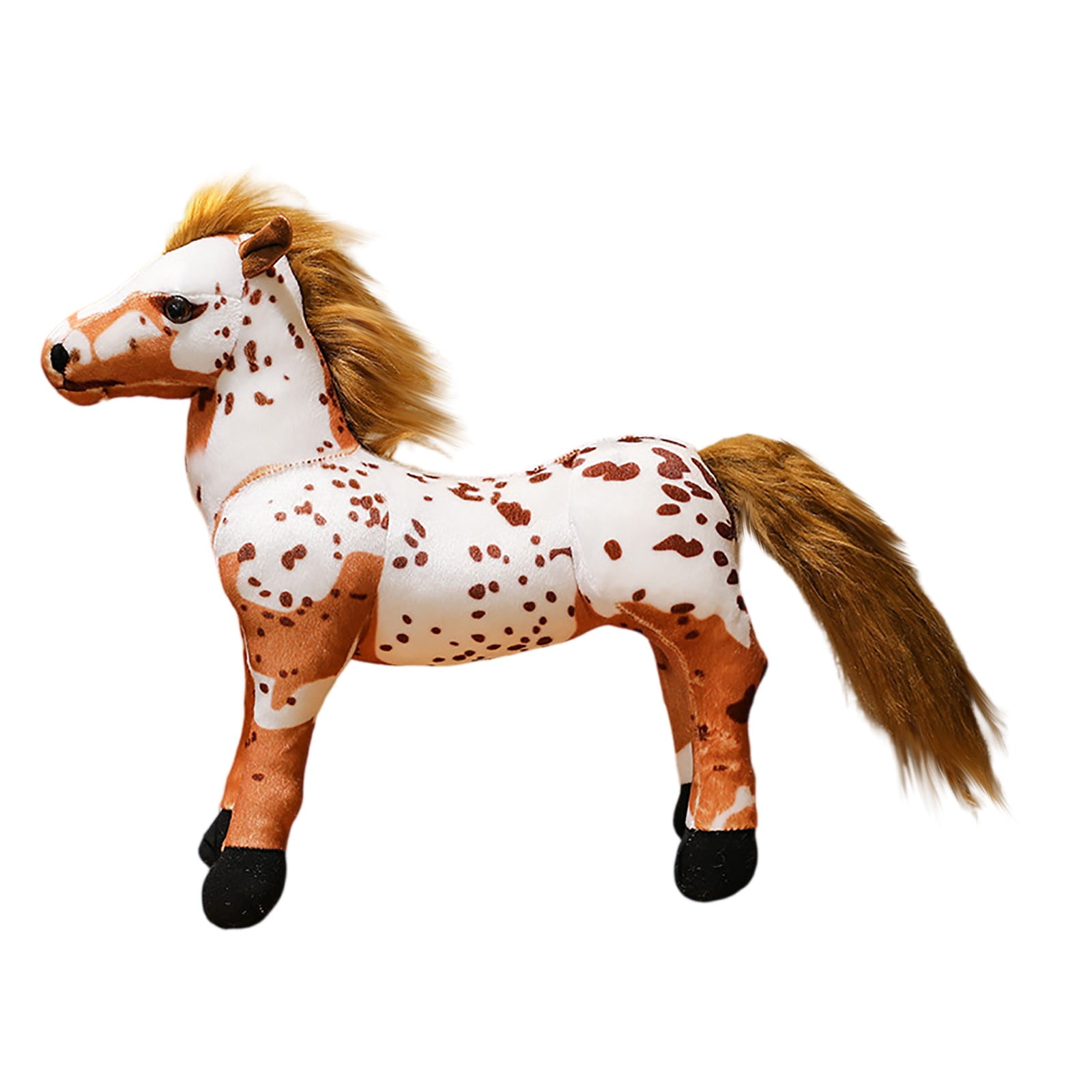 Adorable Plush White Horse Toy with Black Hooves Soft Cuddly Stuffed ...