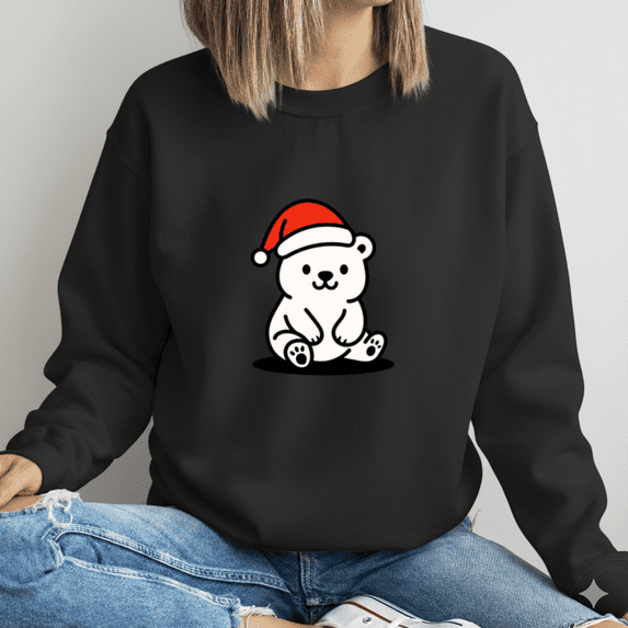 Adorable Polar Bear Winter Cartoon Minimal Christmas Fun Sweatshirt, up ...