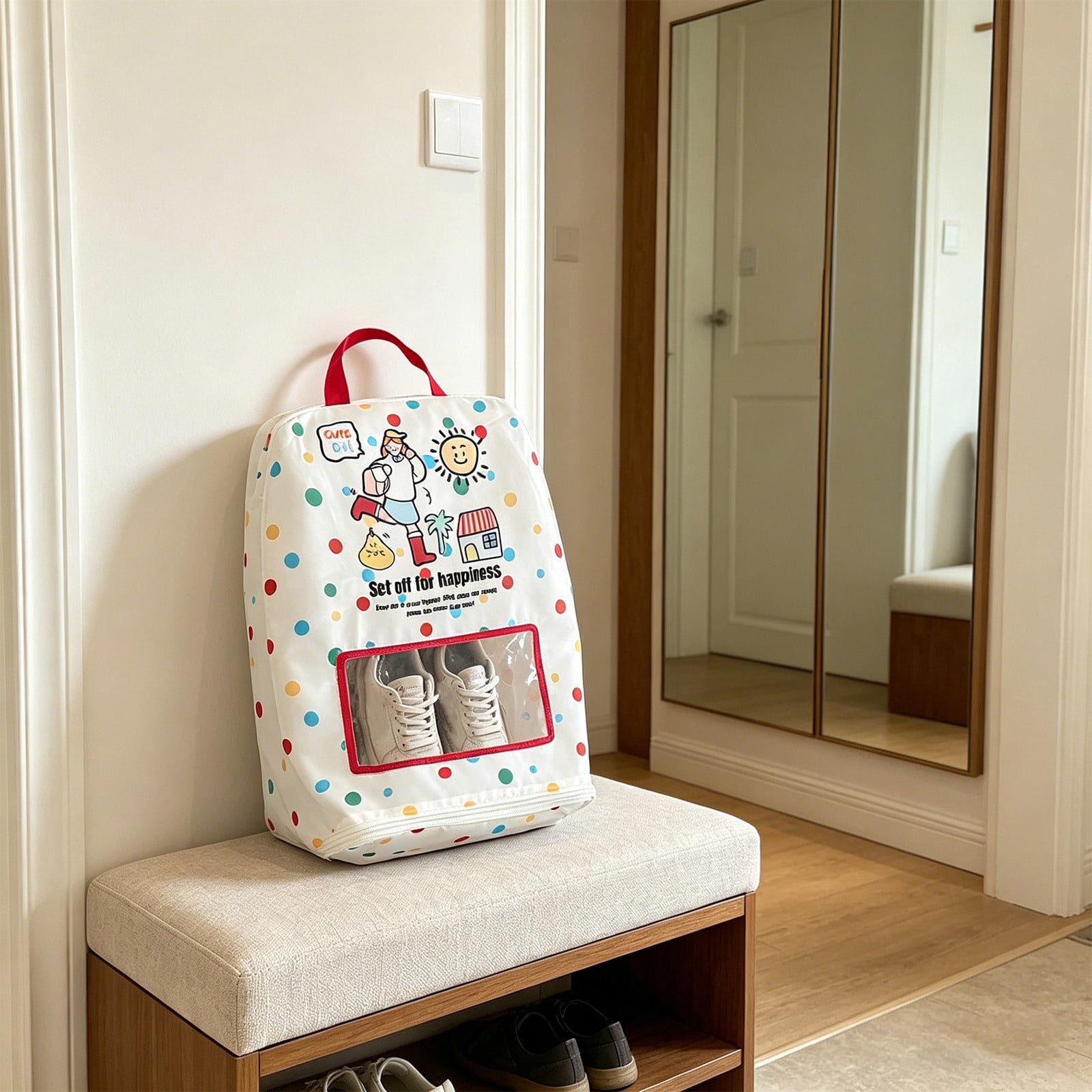 Adorable Polka Dot Shoe Storage Bag, Waterproof & Dust-Proof Travel ...