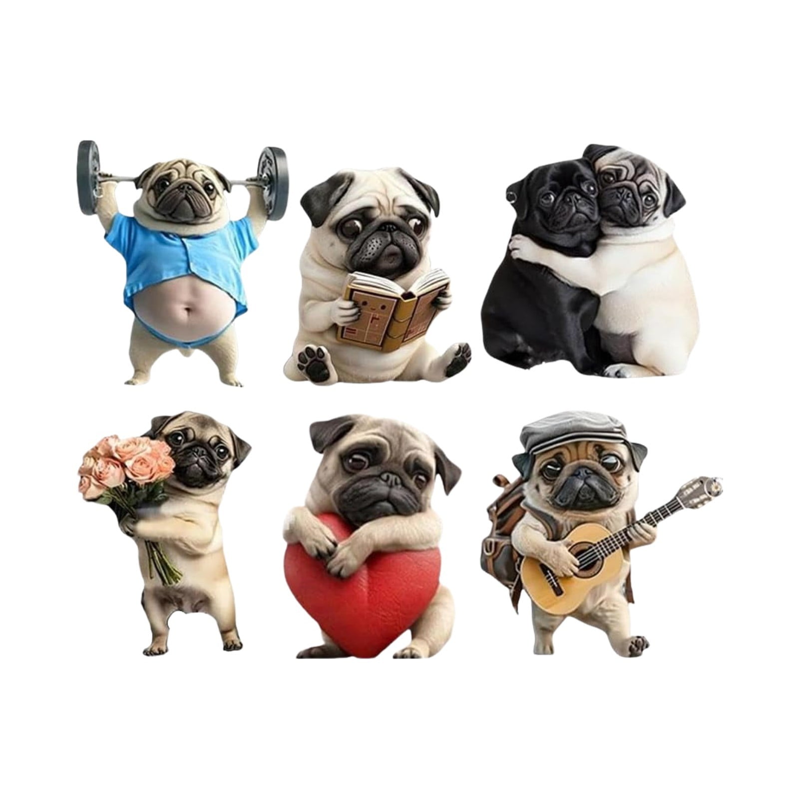 Adorable Pug Acrylic Car Fragrance Diffuser 2D Cute Pugs Cars ...