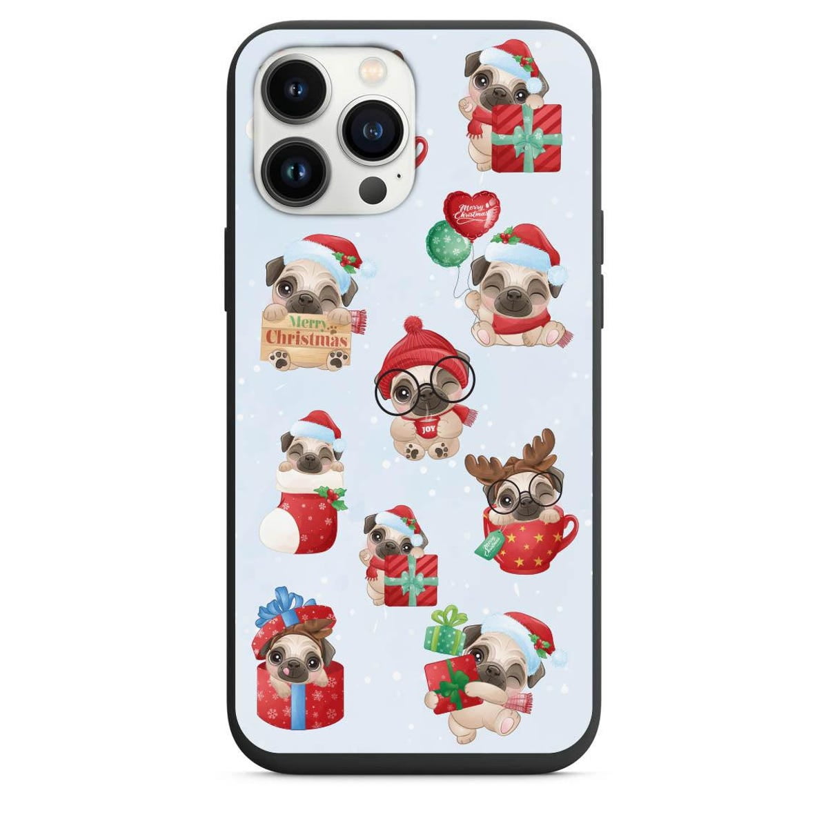 Adorable Pug Holiday Pattern Phone Case for 17 16 15 14 13 12 11 Pro ...