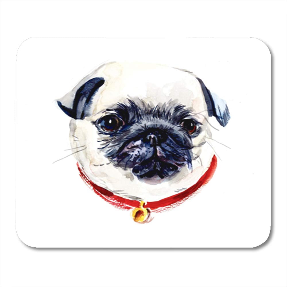 Adorable Pug Portrait The Dog Watercolor Canine Cute Doggy Hand Head ...