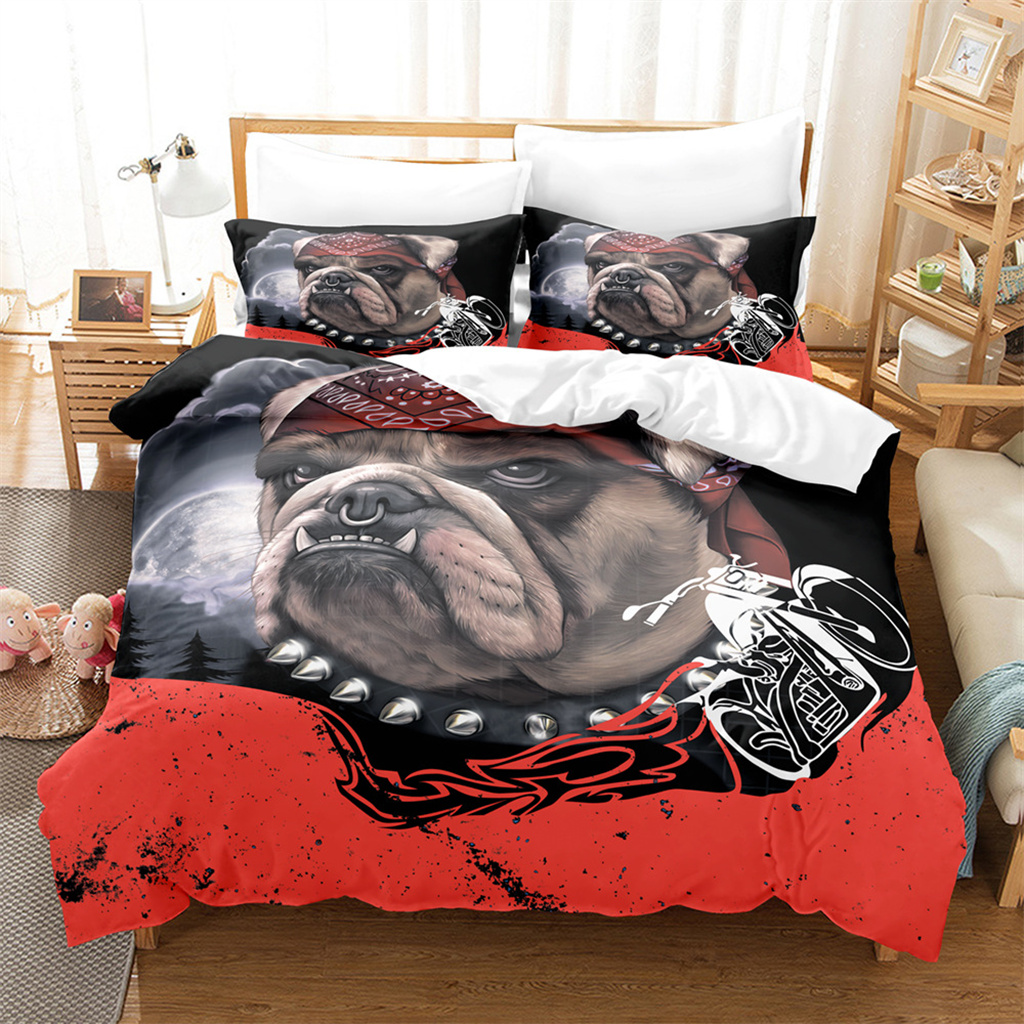 Adorable Puppy Bedding Set 3D Dog Printed Duvet Cover Cute Pug Dog ...