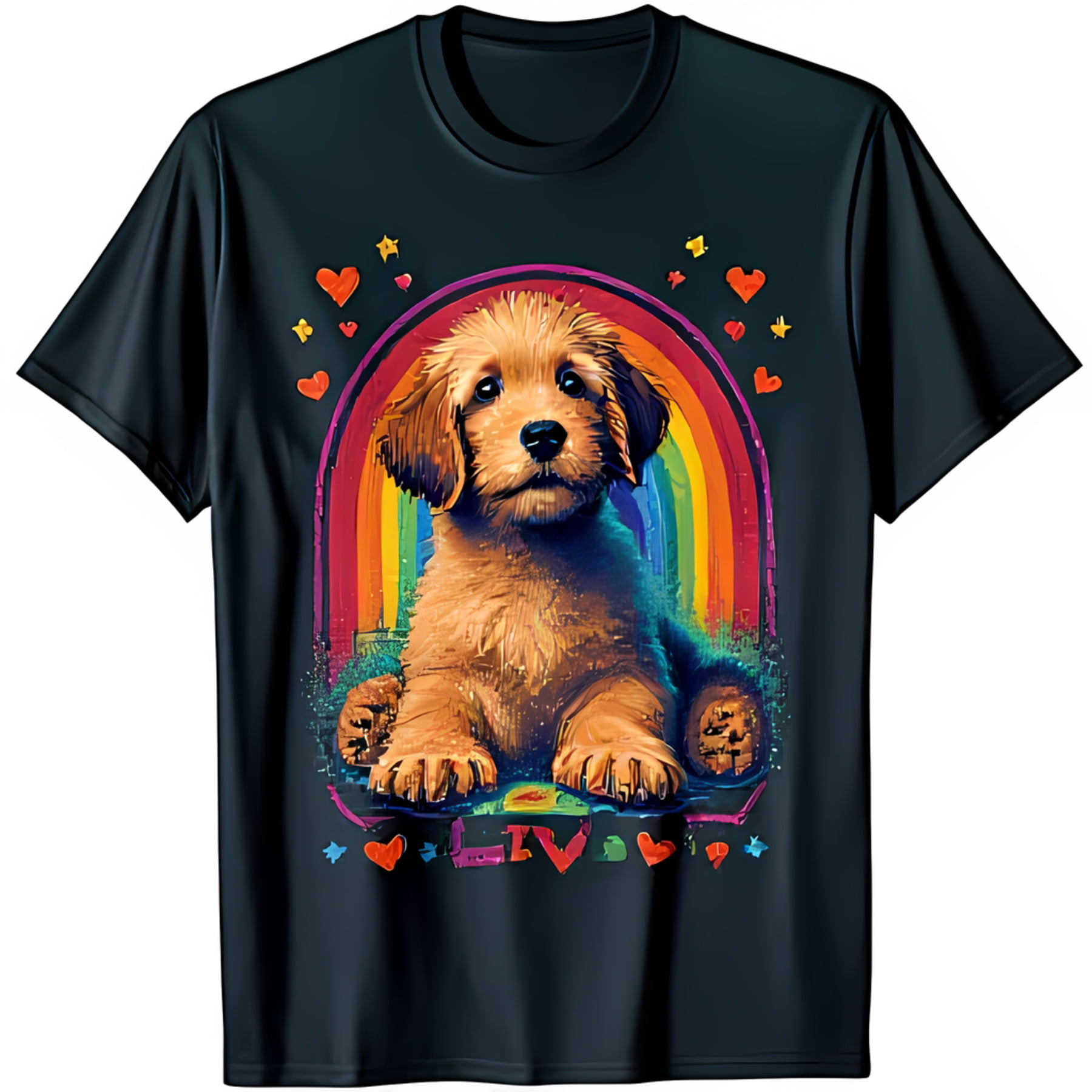 Adorable Puppy Graphic Black T-Shirt Live Joyfully - Walmart.com