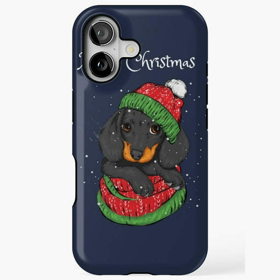 Adorable Puppy Wishing Merry Christmas Art for iPhone 17 to 11 Pro Max ...