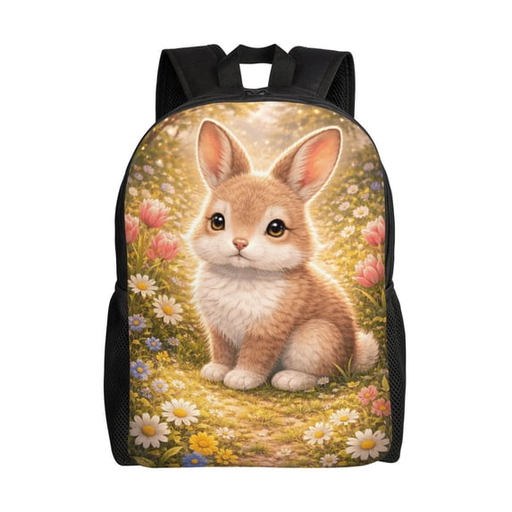 Adorable Rabbit Backpack Full Front Print Travel Laptop Bag for Men and ...