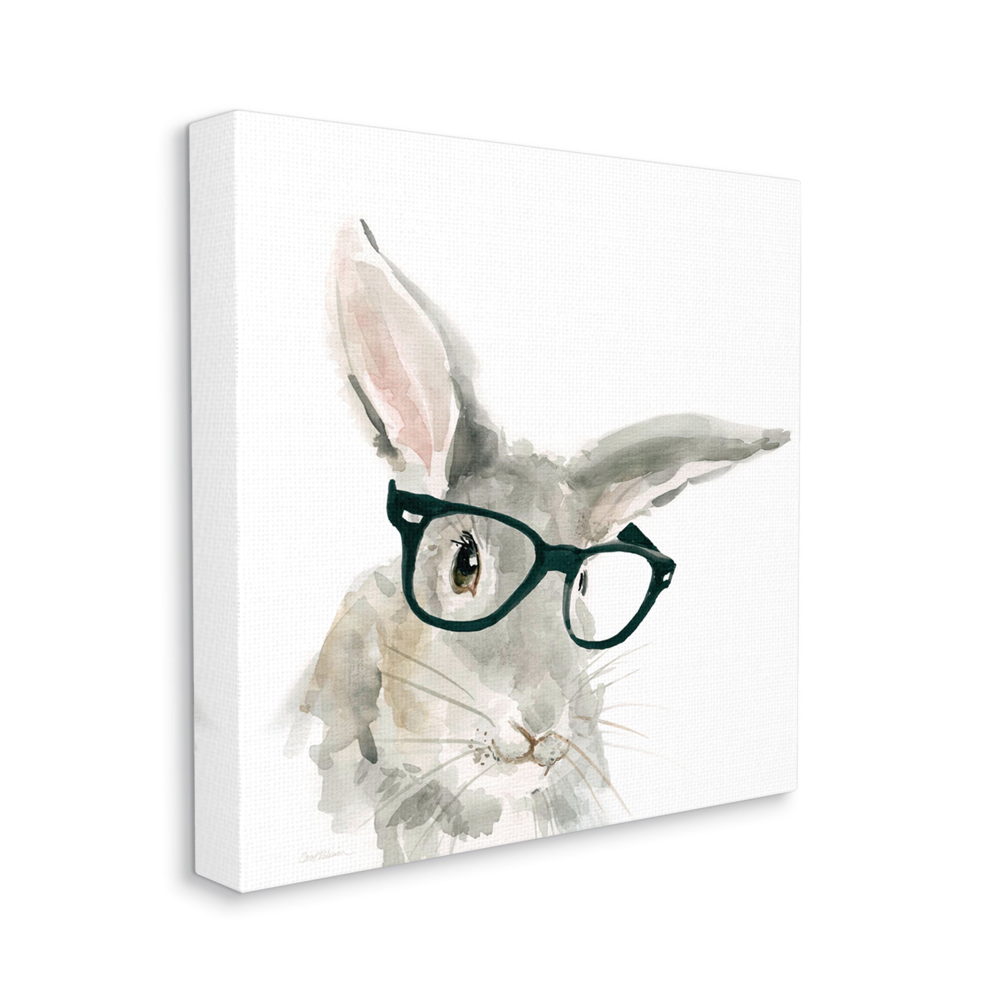 Stupell Industries Rabbit Black Frame Glasses Canvas Print Wall Art ...