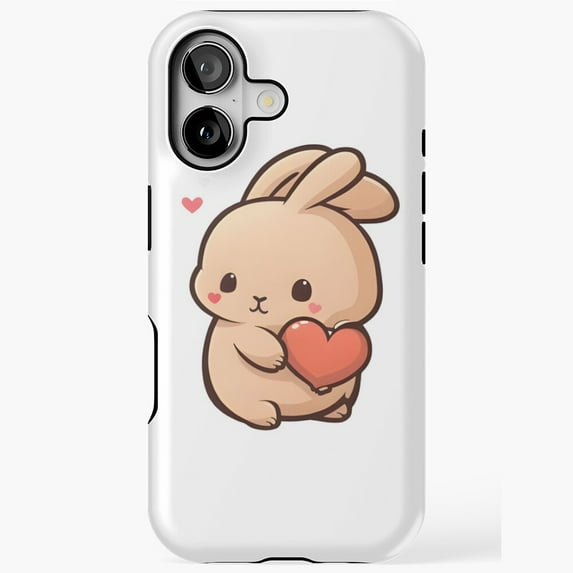 Adorable Rabbit Holding Red Heart iPhone Case 17 to 11 Pro Max ...