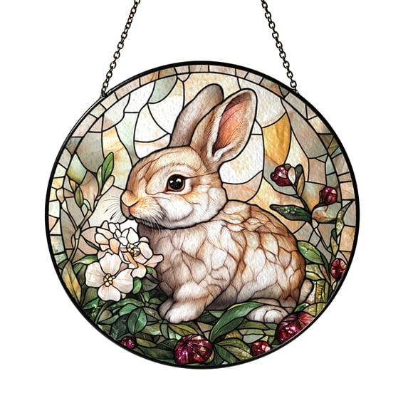 Adorable Rabbit Stained Glass Suncatcher, Window Hanging Gift for ...