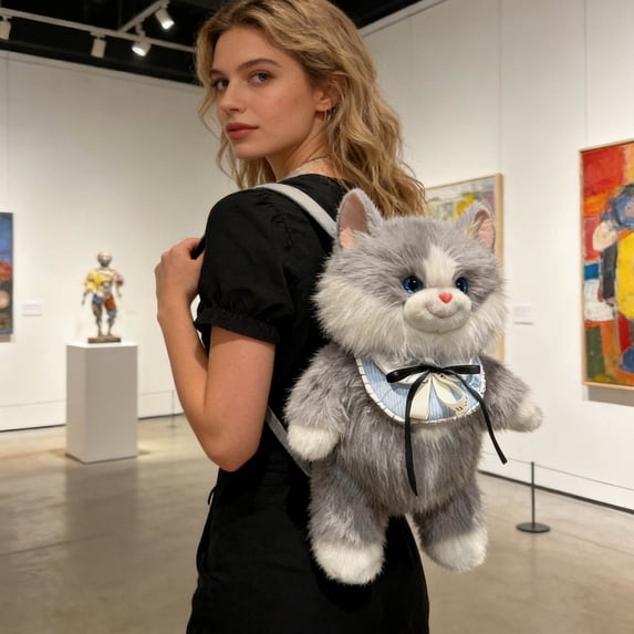 Adorable Ragdoll Cat Plush Backpack - Soft Stuffed Animal Shoulder Bag ...