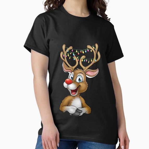 Adorable Reindeer With A Scarf And Antlers Simple Holiday - Viral Tee ...