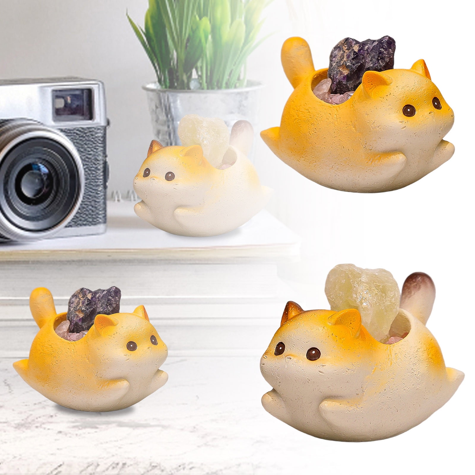 Adorable Resin Cat Figurine Desk Cute Sculpture for Home Living Room ...