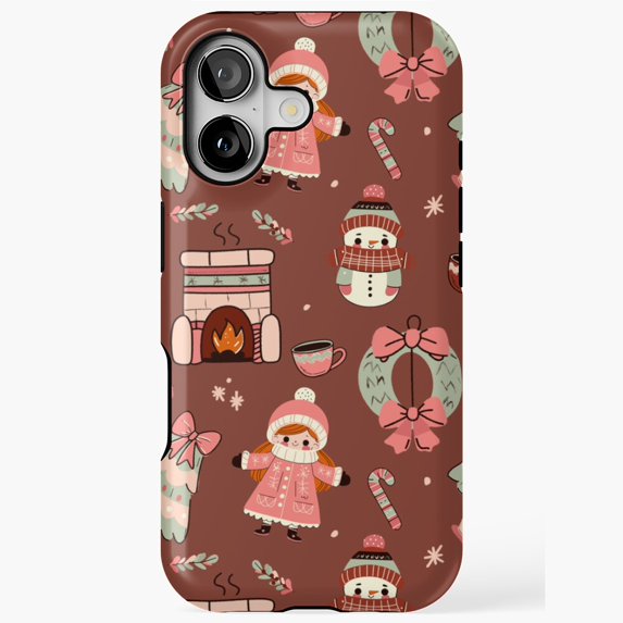 Adorable Retro Christmas Mug Terracotta Pink Case for iPhone 17 16 15 ...