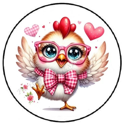 Adorable Rooster Chicken With Glasses Stickers Party Favor Phone Decal ...