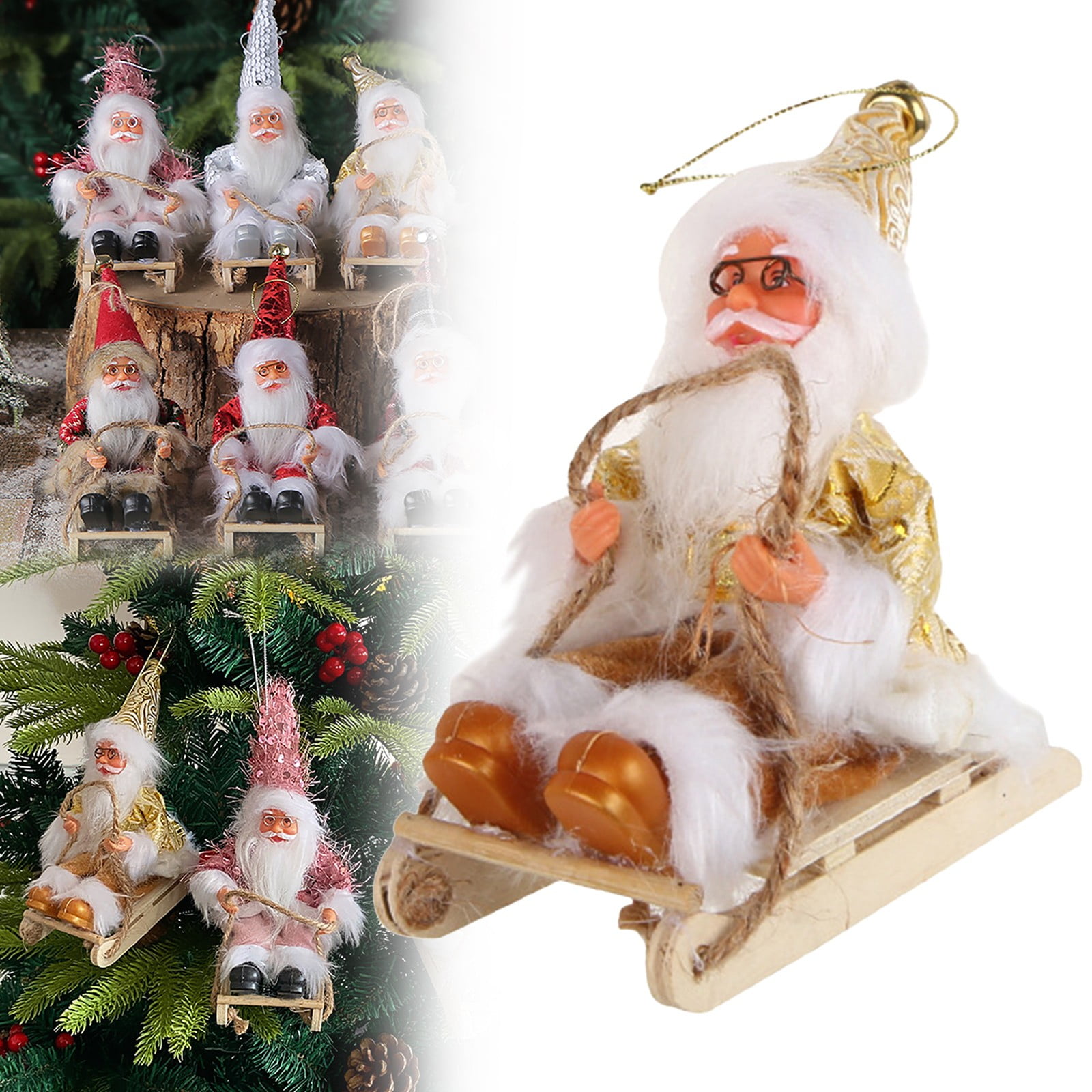 Adorable Rubber Santa Doll Christmas Decoration Sleigh Santa Ornament ...
