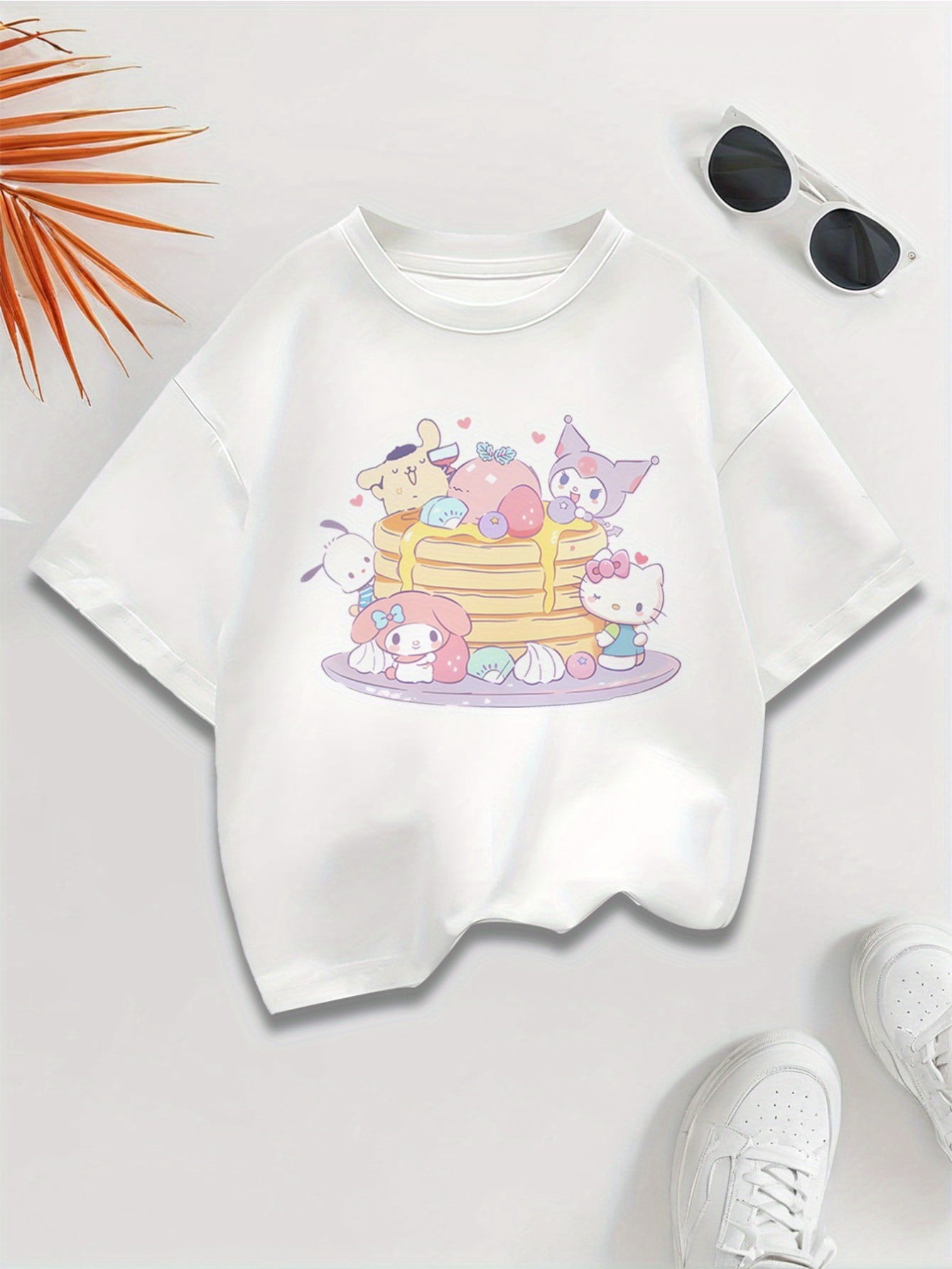 Adorable Sanrio Kuromi Graphic Tee, Trendy Tops for Girls, Made of ...
