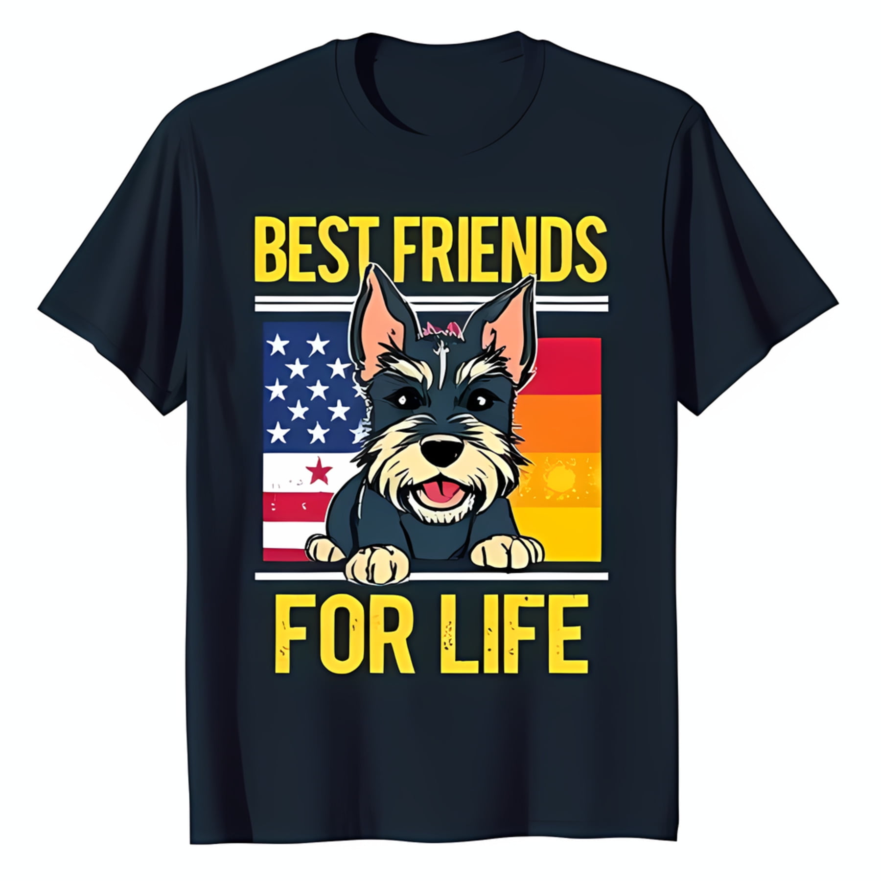 Adorable Schnauzer T-Shirt with US & Pride 'Best Friends For Life' in ...