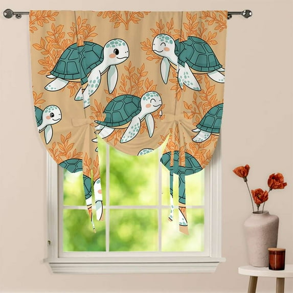 Adorable Sea Turtles Coral Reef Pattern Window Curtain for Living Room ...