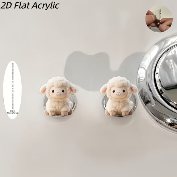 Adorable Sheep-Patterned Toilet Flush Buttons - 2pcs Decorative and ...