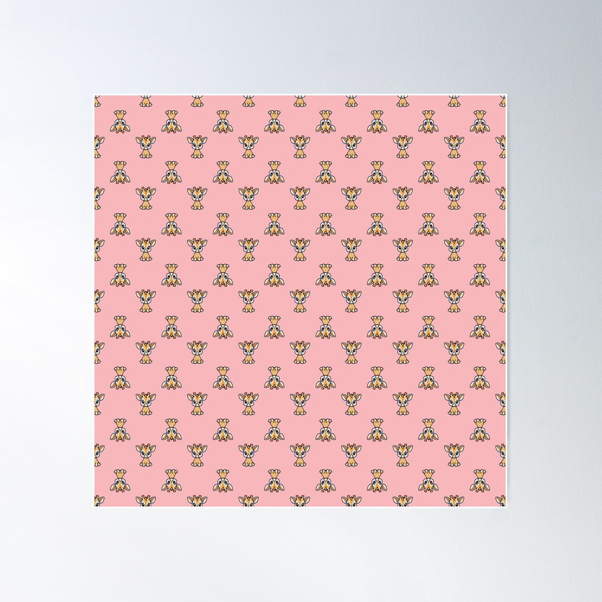Adorable Sitting Baby Giraffe Illustrated Pattern With Baby Girl Pink ...