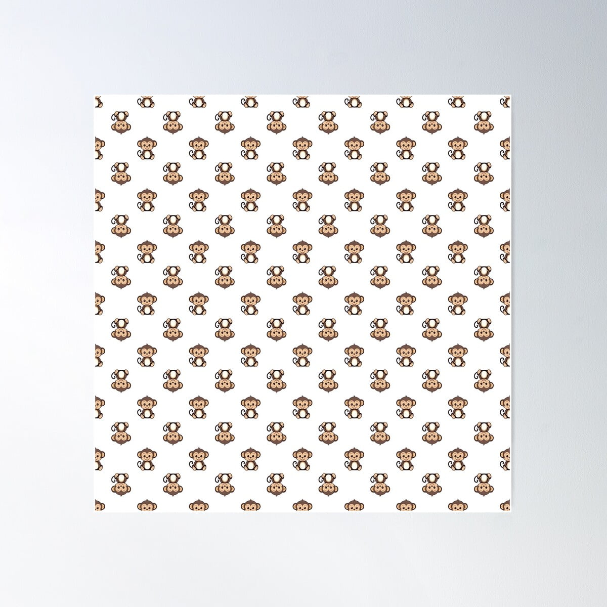 Adorable Sitting Baby Monkey Illustrated Pattern, Safari Animal Design ...