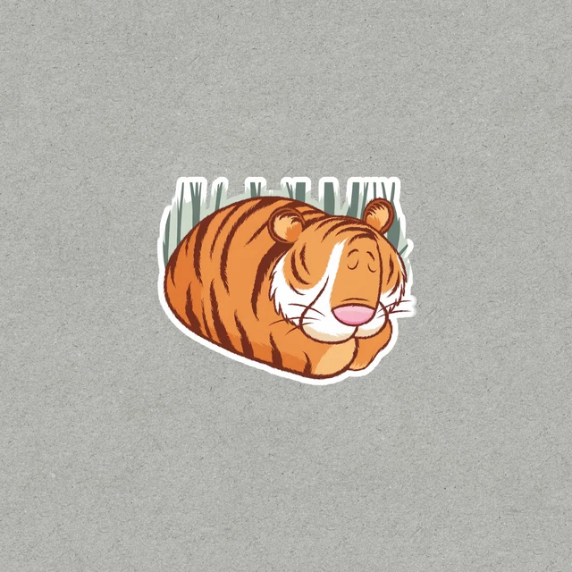Adorable Sleepy Tiger Sticker For Animal Lovers & Kids' Laptopsphone ...