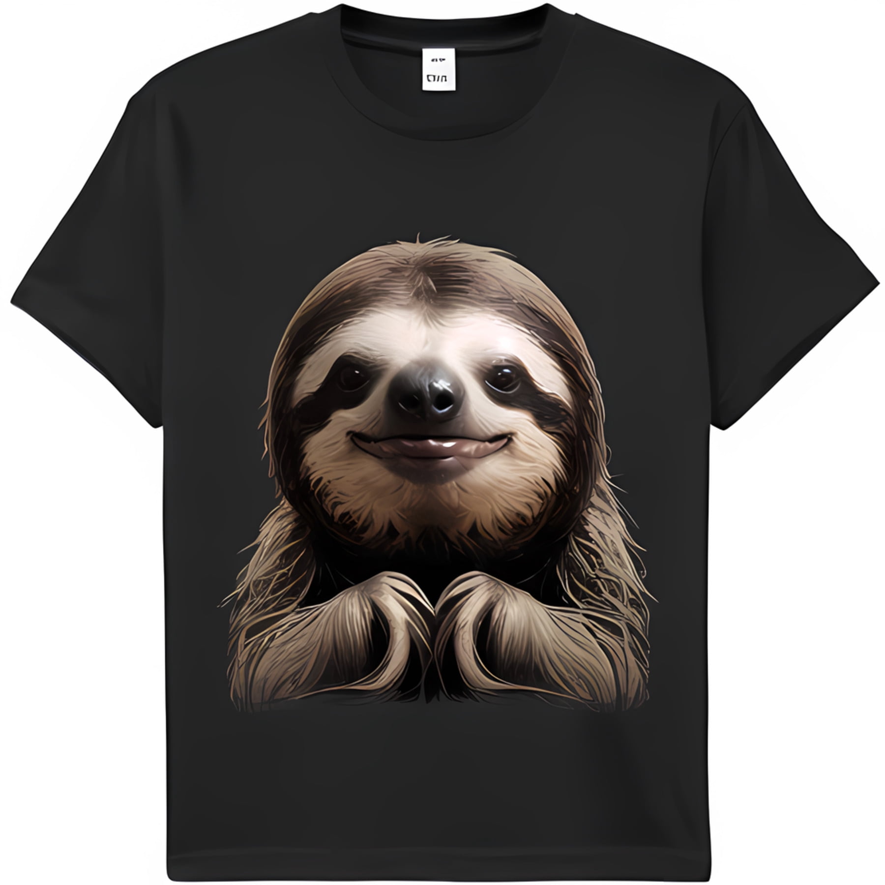Adorable Smiling Sloth Cartoon Vector Design Black T-Shirt Photo Ultra ...