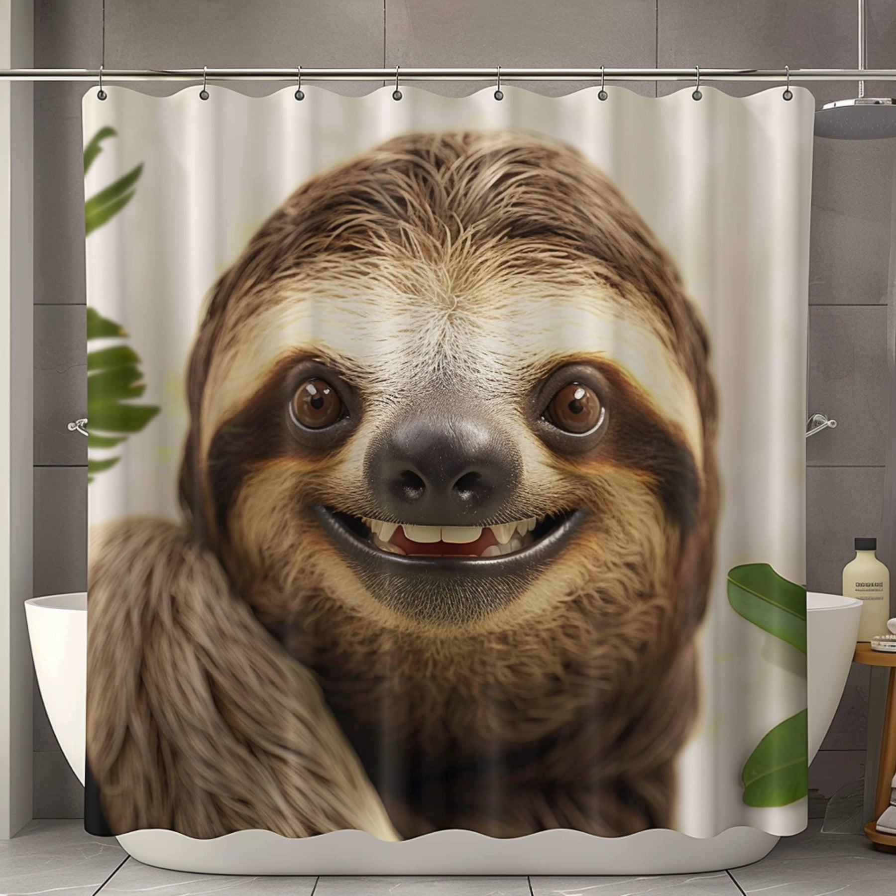 Adorable Smiling Sloth Shower Curtain Modern Bathroom Decor Cute and ...