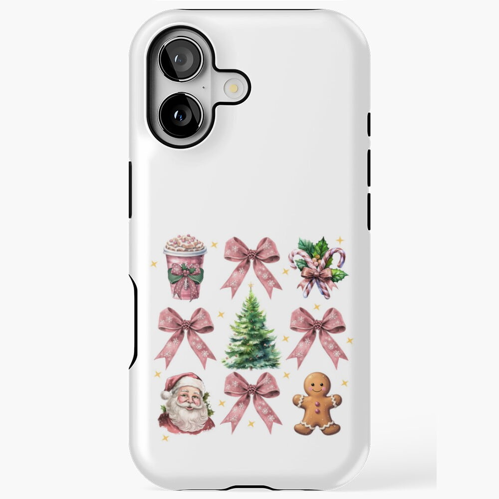 Adorable Soft Pink Holiday Artistic Design Case for iPhone 17 11 12 13 ...