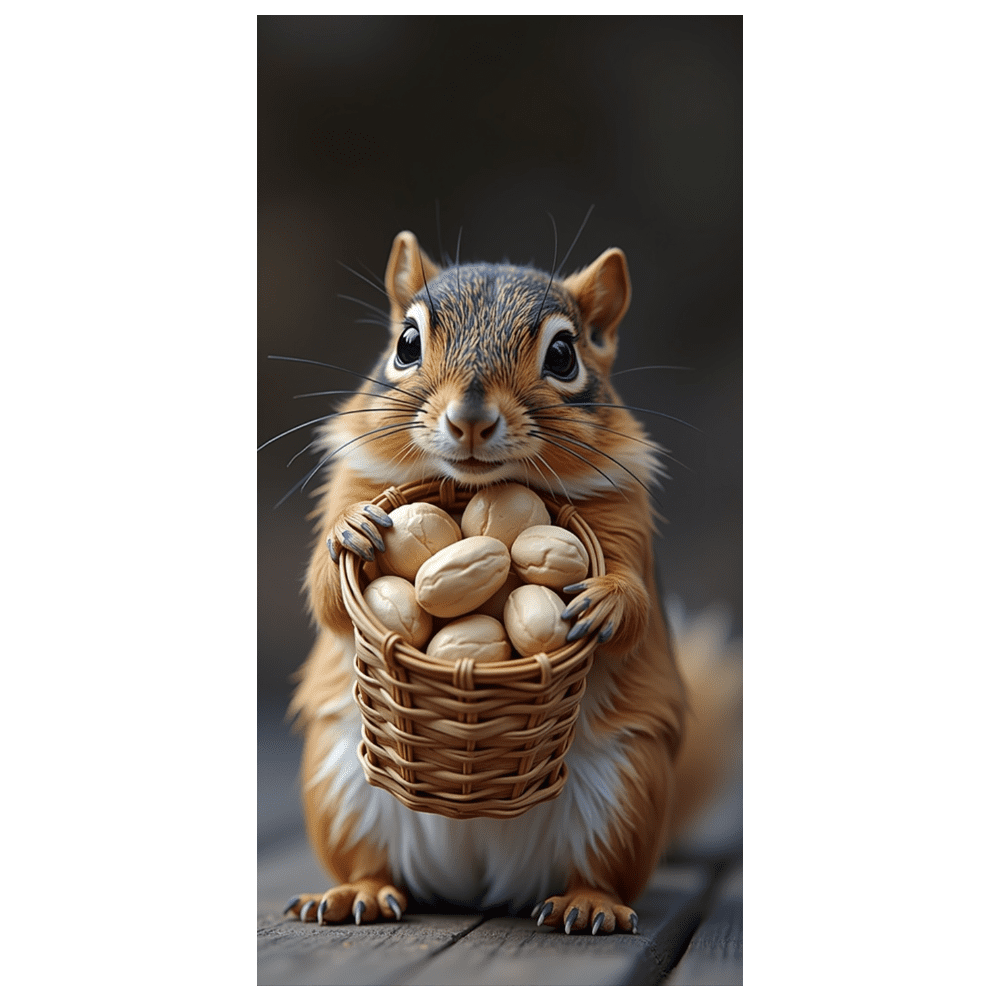 Adorable Squirrel Holding Basket of Peanuts Banner Background Party ...