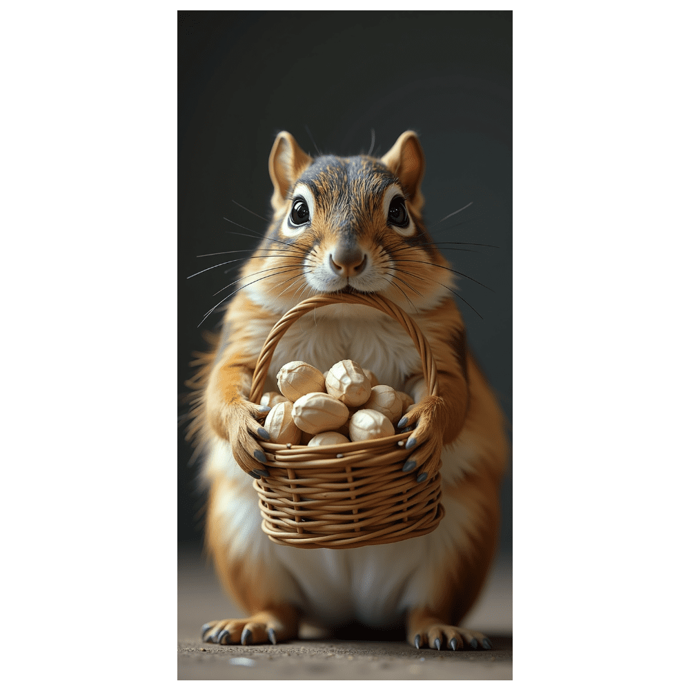 Adorable Squirrel Holding Basket of Peanuts Banner Background Party ...