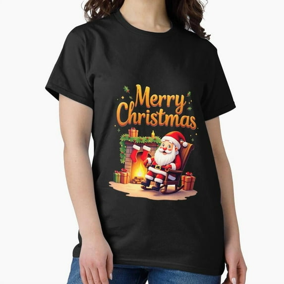 Adorable St. Nick In A Rocking Chair By The Fireplace Cozy Christmas ...