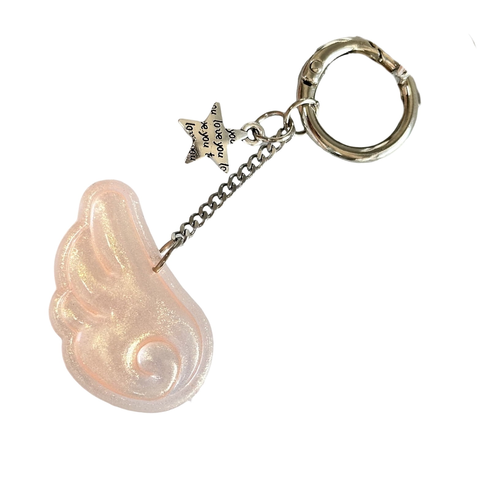Adorable Star Key Rings Plastic Angel Wing Charm With Star Detachable ...